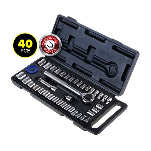 40PC SOCKET SET IN CASE1/4" 3/8" DRIVE SOCKET SET RATCHET HANDLE METRIC ...