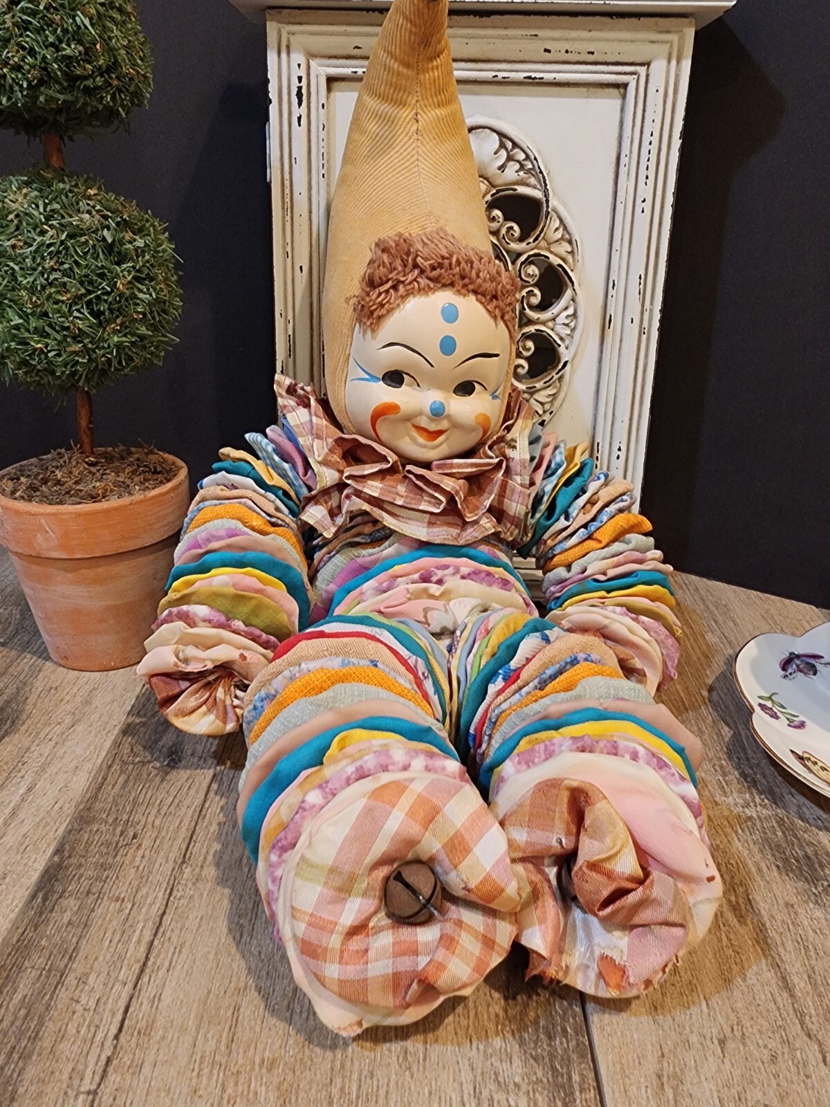 Vintage Yo-Yo Pinwheel Clown Doll, 1960's Cotton RagDoll Bells | eBay