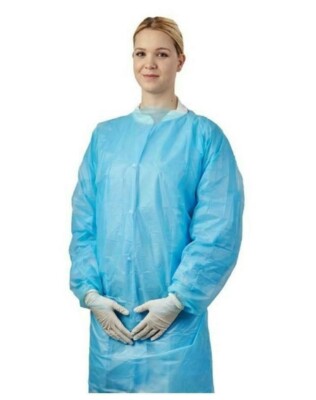 5 PACK Disposable Protective Isolation PE Gowns Aprons Dental PPE Coat ...