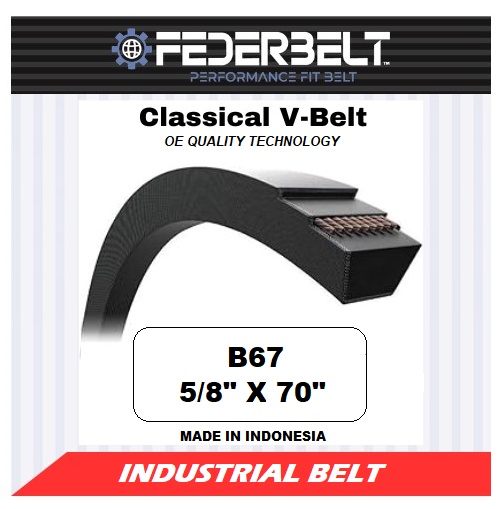 FEDERBELT INDUSTRIAL V-BELT B67 5L700 5/8X70 In | eBay