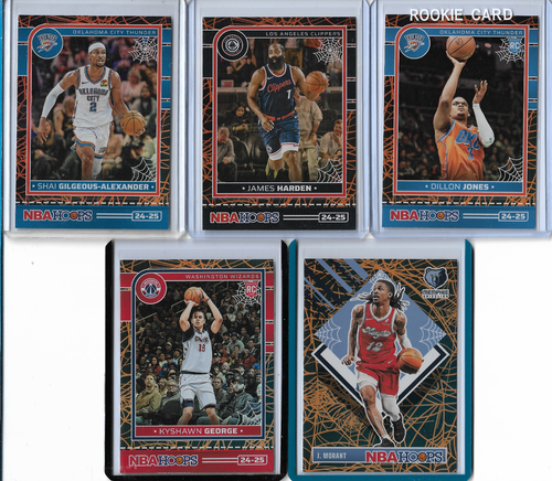 A 5-CARD LOT OF - 2024-25 Haunted Hoops Holo Webs (Shai, Ja, Kyshawn ...