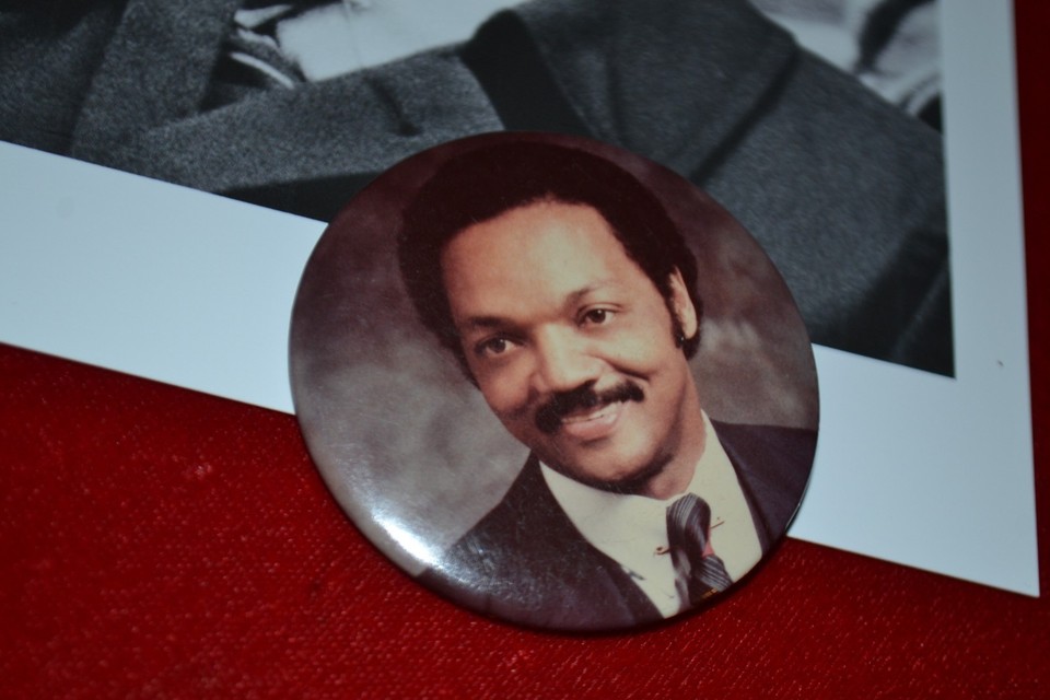 Jesse Jackson autograph and rare Presidential campaign Button, Reverend ...