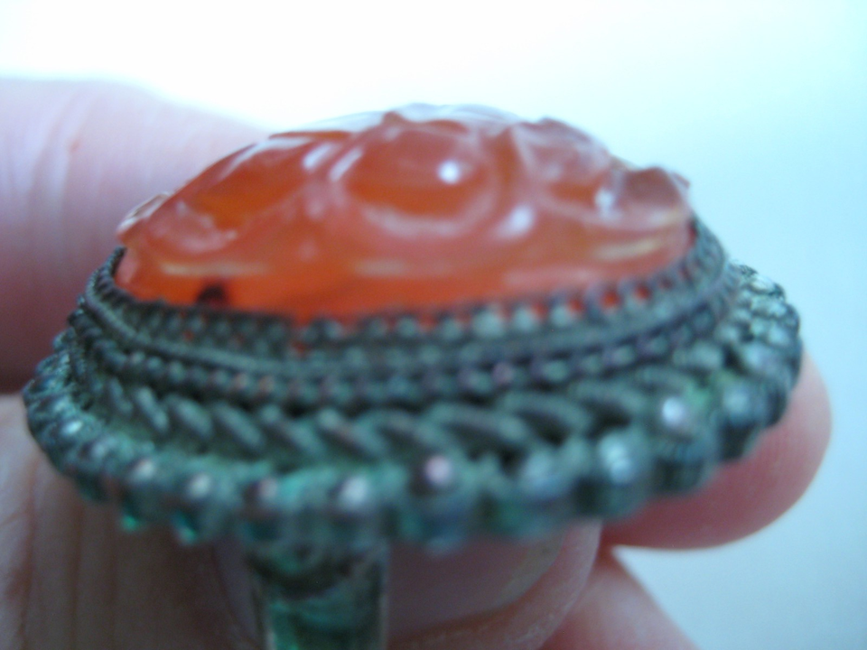 Vintage Silver China Carved Carnelian Scarab Beetle Rope Design ...