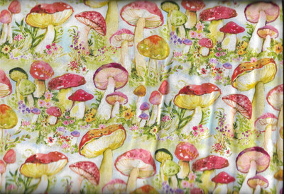 45" 100% cotton novelty fabric "Mushrooms" by Springs Creative | eBay