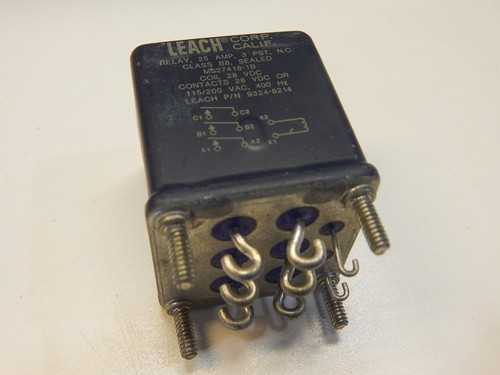 LEACH MS27418-1B 9324-8214 RELAY 3PST-NO 25A 28VDC 160Ohm | eBay