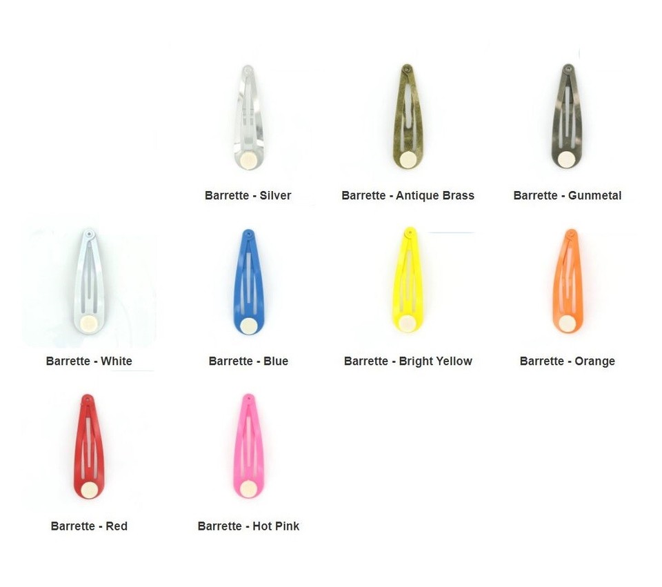 BARRETTE - Blank 2" BARRETTE Snap Clips w/ Glue Pads (Tear Drop Shaped ...