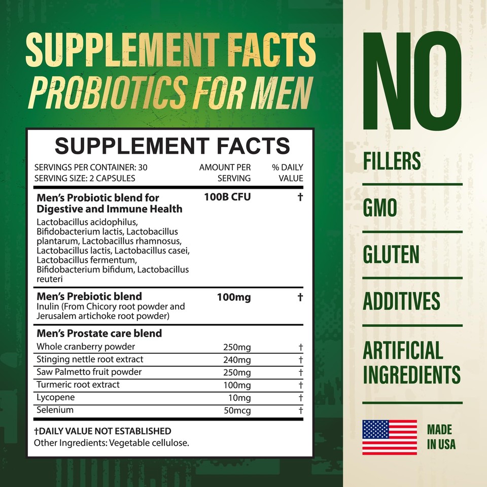 Probiotics for Men with Prebiotics - Men Probiotic Supplement for ...