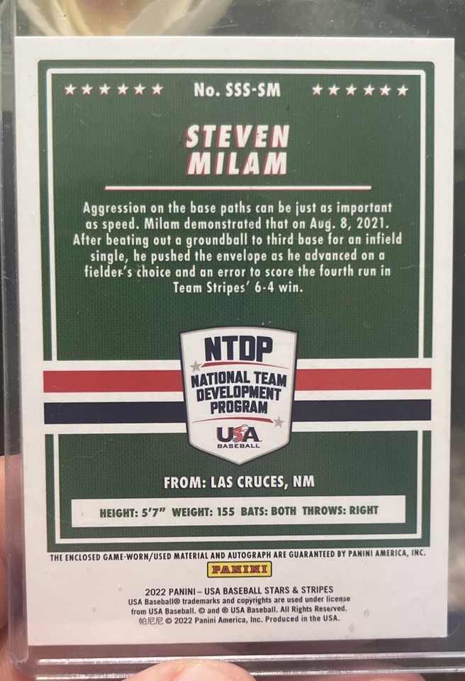 2022 Panini Usa Baseball Stars And Stripes Stephen Milam 2/2!!!!!! 🔥 | eBay