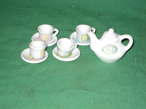 10-PC. DISNEY "FAIRIES" MINIATURE TEA SET - TINKERBELL - TEAPOT, CUPS ...