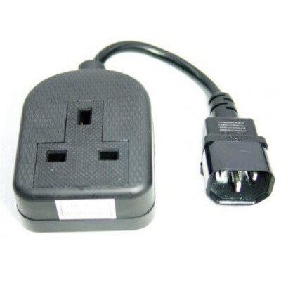 IEC C14 Male Plug to UK Extension lead Socket 3 Pin UPS Power Adapter ...