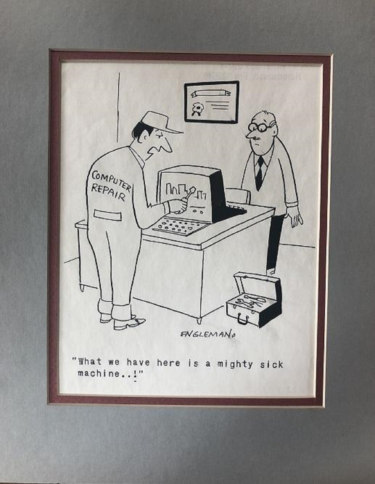 Engleman- Signed Original Cartoon Drawing Matted | eBay