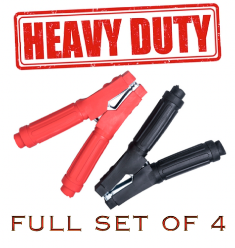 4 x 600 AMP JUMP LEAD CLAMPS FULLY INSULATED CROCODILE CLIPS - HEAVY ...
