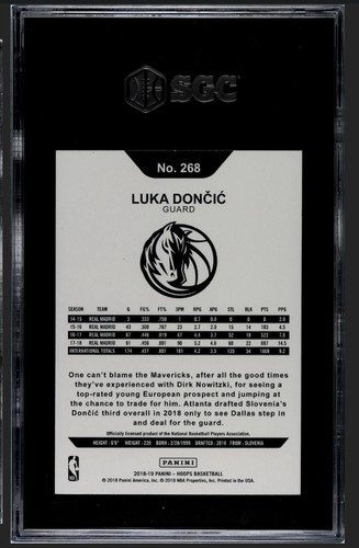 2018-19 Panini Hoops Luka Doncic Winter #268 Rookie RC SGC 9.5 MT+ Mavs ...