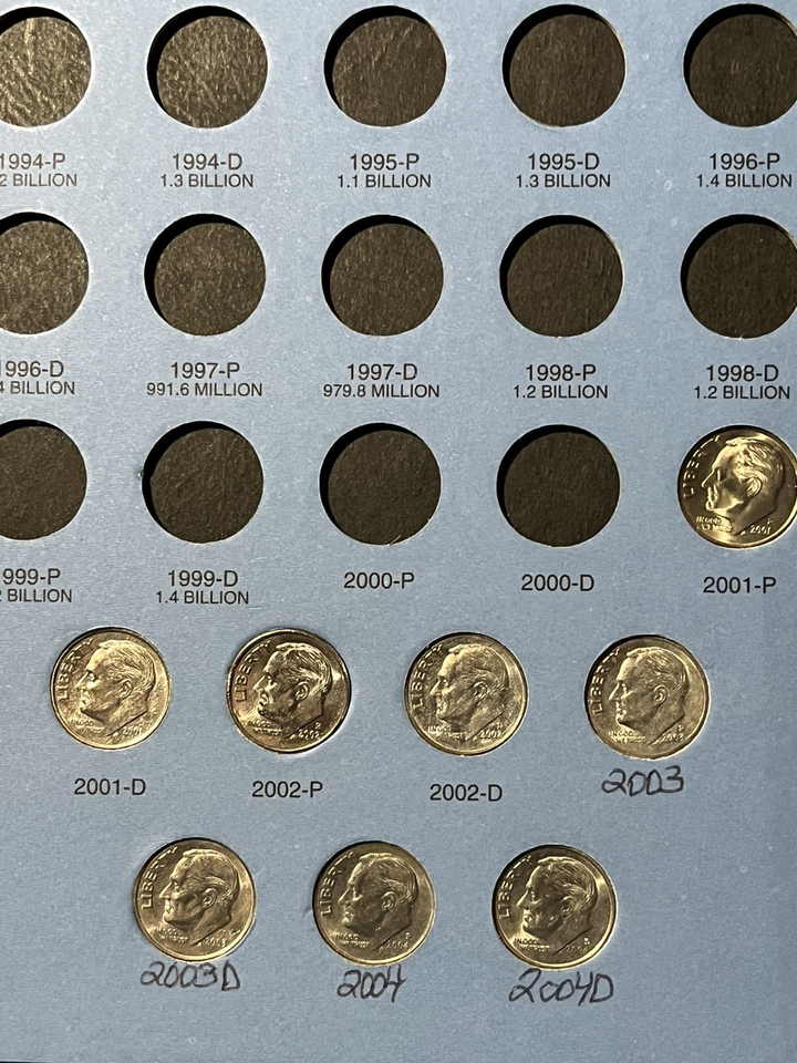 Whitman Coin Folder 1965-2004 Roosevelt Dimes #9034 Full Complete 77 ...