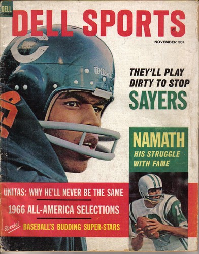 1966 Dell Sports magazine football Gale Sayers Chicago Bears Joe Namath ...