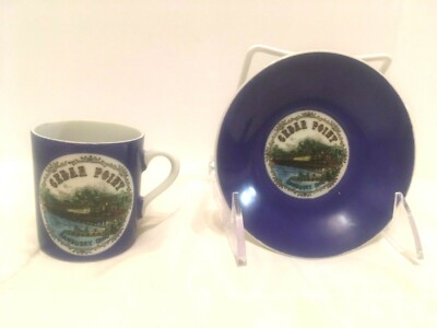 VINTAGE CEDAR POINT AMUSEMENT PARK MINI CUP SAUCER TRAIN CP LAKE ERIE ...