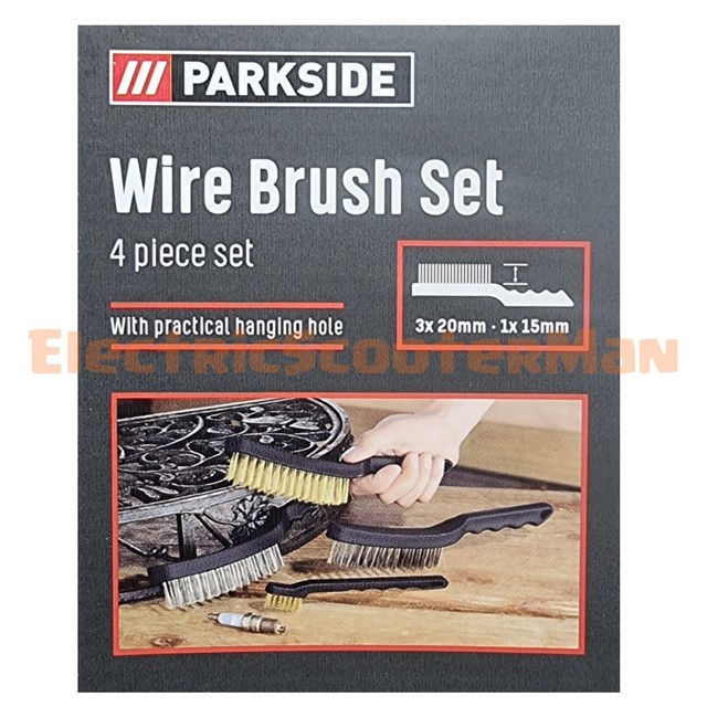 Parkside 4 Piece Wire Brush Set For Removal Rust Stubborn Dirt Paint ...