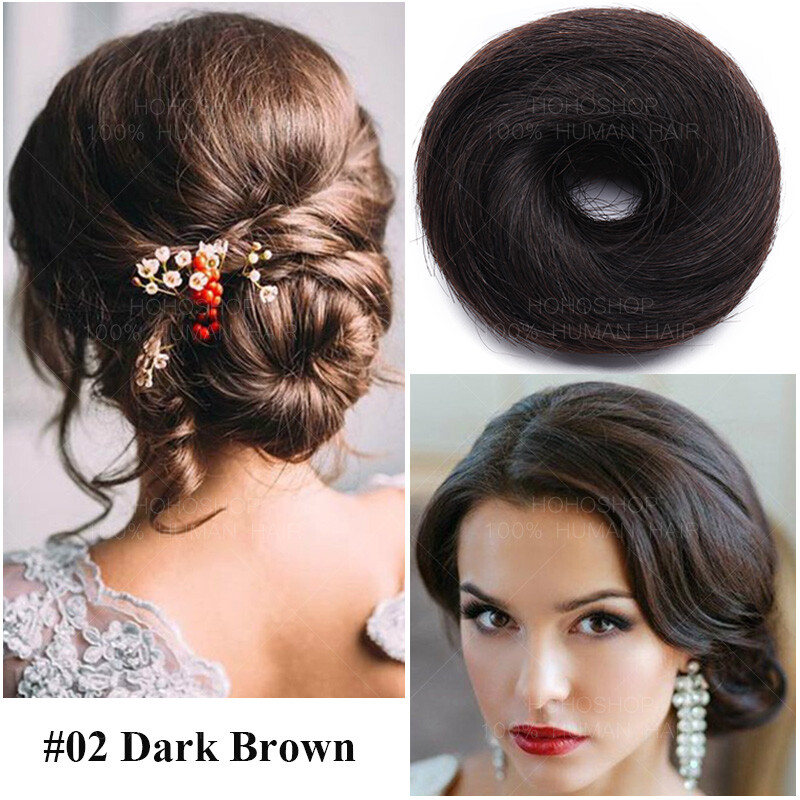 100% VIRGIN ECHTHAAR Scrunchie Dutt Bun Zopf Gummiband Haarteile ...