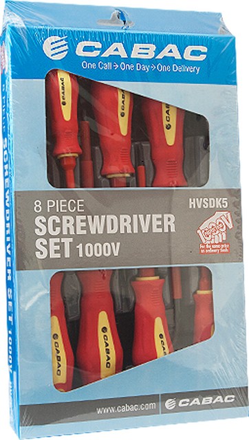 CABAC 8 PCE HVSDK5 Screwdriver Set VDE GS 1000v Insulated With Volt ...