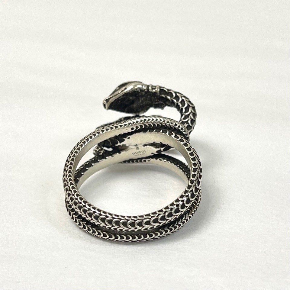 Gucci Unisex Aged Silver Garden Snake Ring IT 18/US 8.25 525177 0811 | eBay