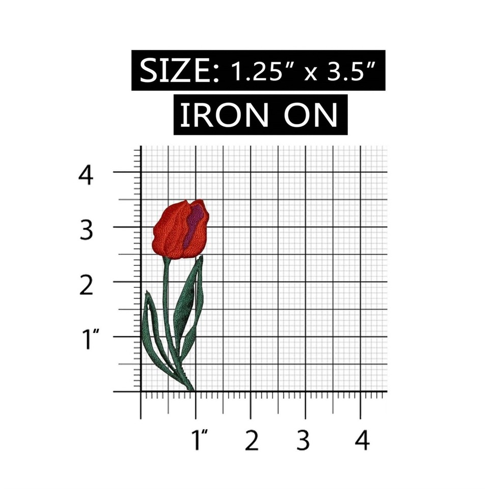 ID 6362 Orange Tulip Flower Patch Garden Blossom Embroidered Iron On ...