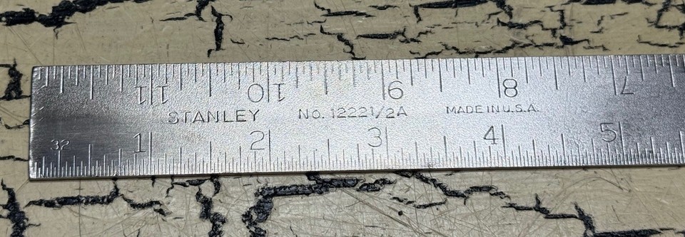 VTG Stanley 12” Metal Ruler No. 12221/2A Hand Tool Woodworking USA Rare ...
