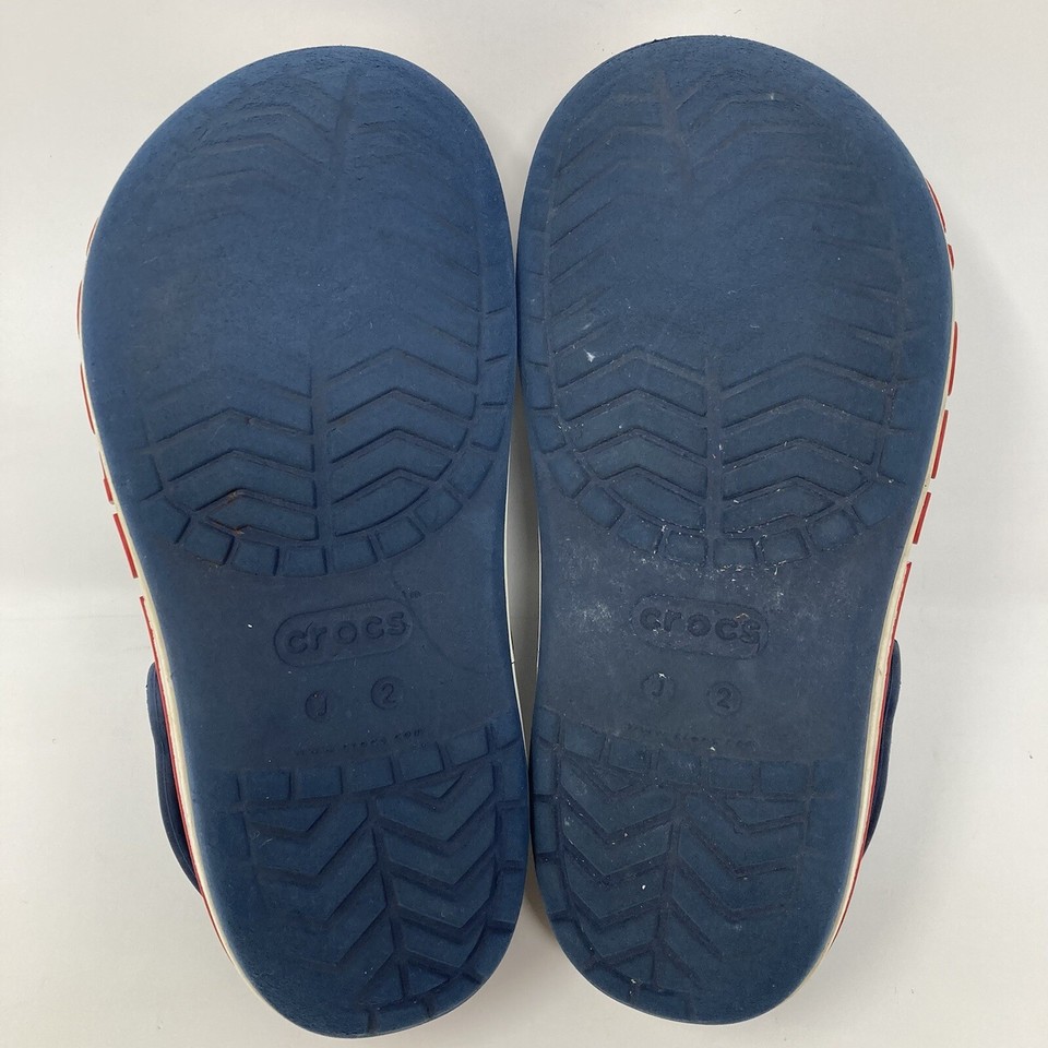 Crocs Clog Unisex Size J 2 Juniors Shoes Navy Blue White Red 205100 | eBay