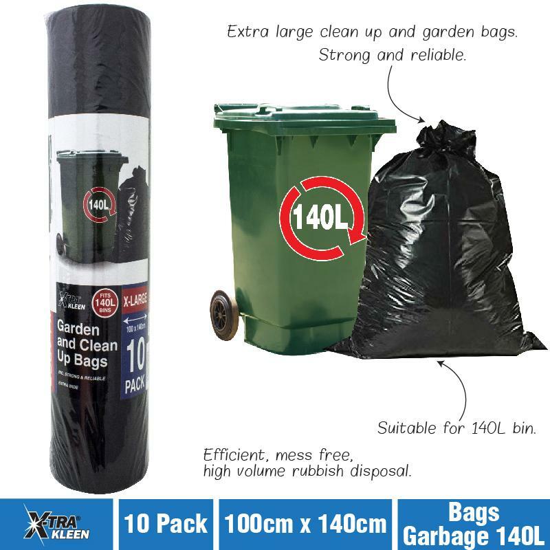 x10 140L Bin Garbage Rubbish Garden Refuse Bag Black Liner 100x140cm ...