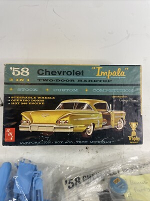 AMT 1958 58 Chevy Chevrolet Impala Model Car Kit 1/25 Vintage 2758 200 ...