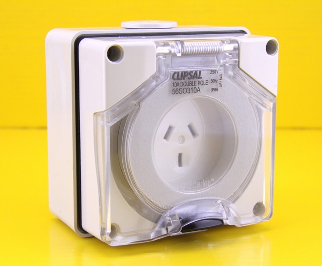 Clipsal 56so310a Surface Mount Socket Outlet One Phase 250v 10a Double ...