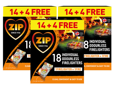 ZIP Fast & Clean Wrapped Firelighters for Open Fires BBQs Stoves ...