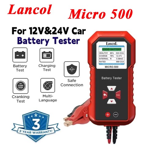 Car Battery Tester 40-3000 CCA Lithium Lead Acid Load Test Cranking ...