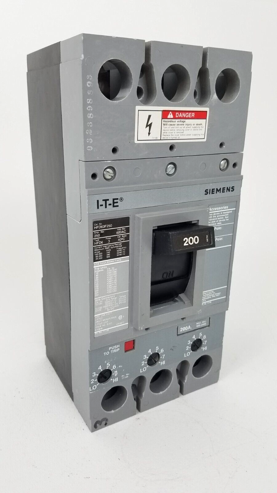 HFD63B200 ITE Siemens 200 Amp Trip HFD63F250 Circuit Breaker *NEXT DAY ...