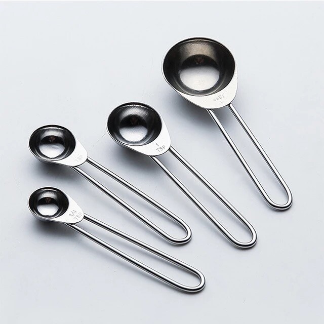4 Measuring Spoons Spoon Durable Kitchen Baking Tools Stainless Steel ...