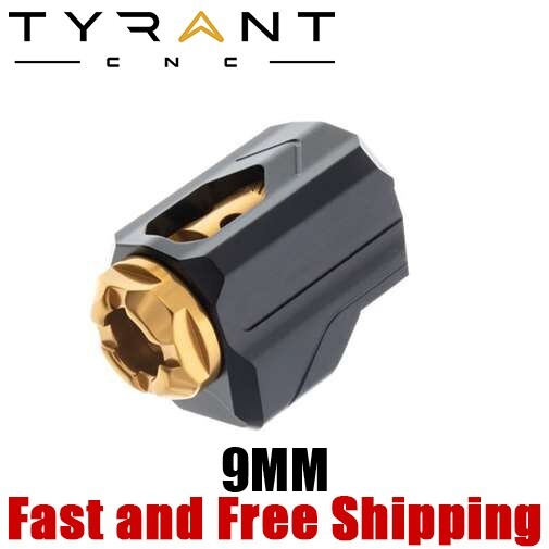 Tyrant CNC UNI-Comp Universal 1/2-28 9mm Pistol Compensator - Black ...