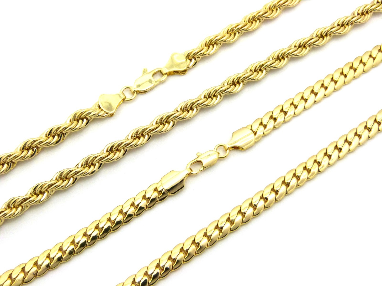 NEW 6mm/30" ROPE CHAIN & 6mm/30 MIAMI CUBAN CHAIN / NECKLACE CHAIN SET ...
