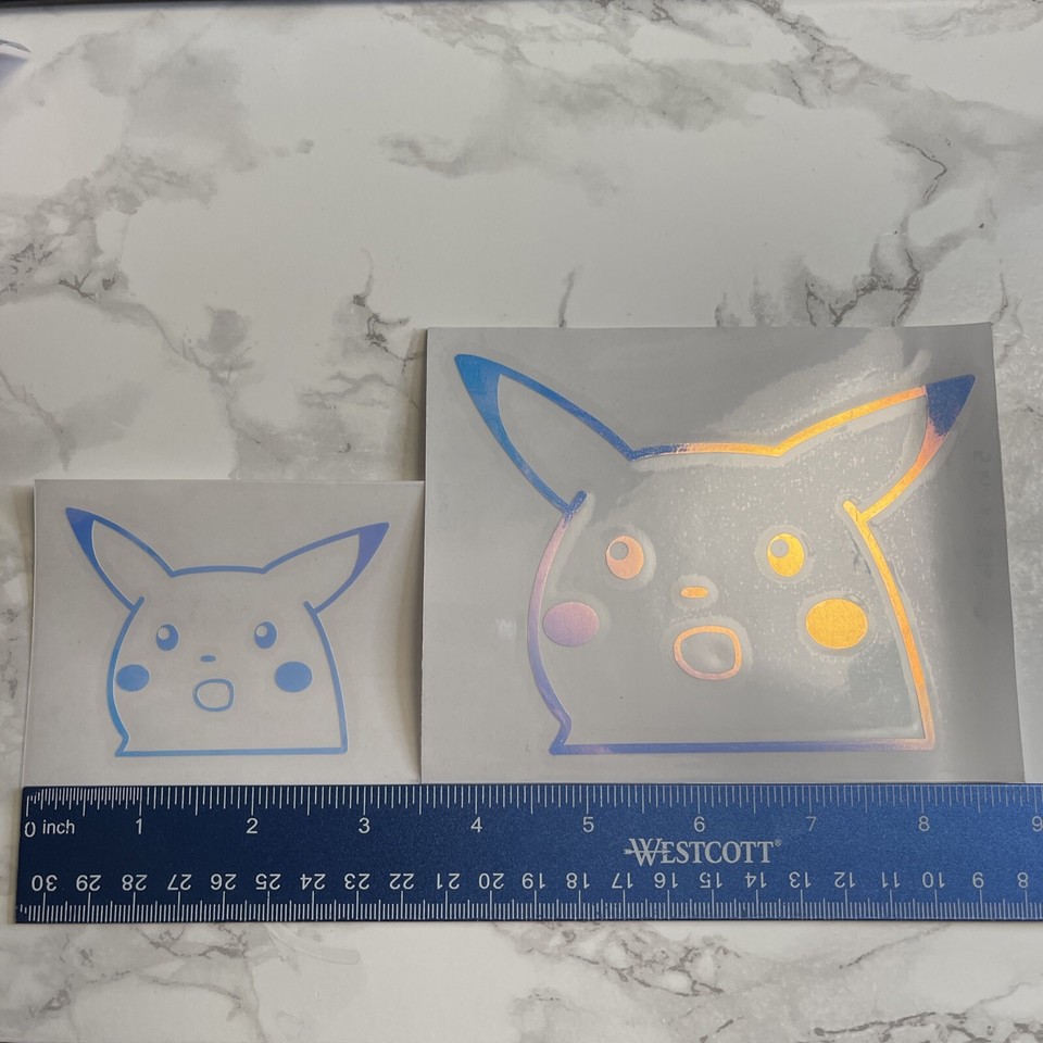 Surprised Pikachu Car Window Vinyl Decal Sticker, Pink Opal Iridescent ...