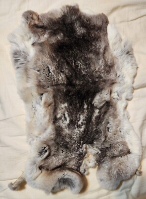 Genuine Rex Rabbit Skin Pelt Fur Hide Tanned Leather Black to Grey to ...