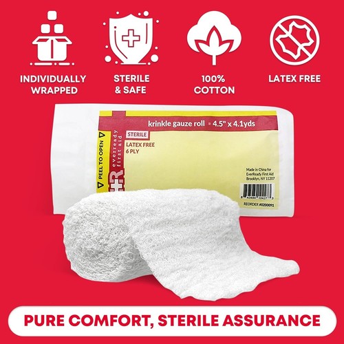 Ever Ready First Aid Sterile Krinkle Kerlix Type 4.5" x 4.1Yds Bandage ...