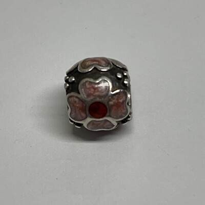 Pandora Sterling Silver Enamelled Pink Flower Bead Charm Beautiful | eBay