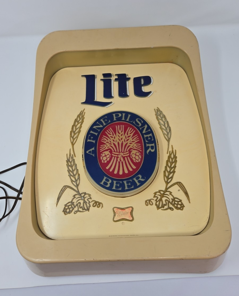 Vintage Miller Lite Lighted Beer Sign Man Cave Garage Bar 13L×4W×18H | eBay