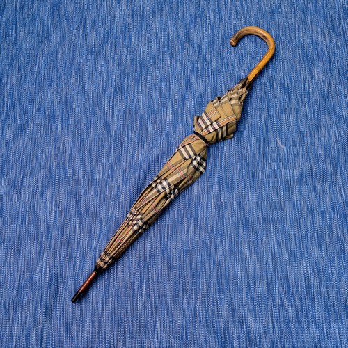 Vintage ShedRain Umbrella Tartan Check Plaid Tan *Rare* Burberry ...