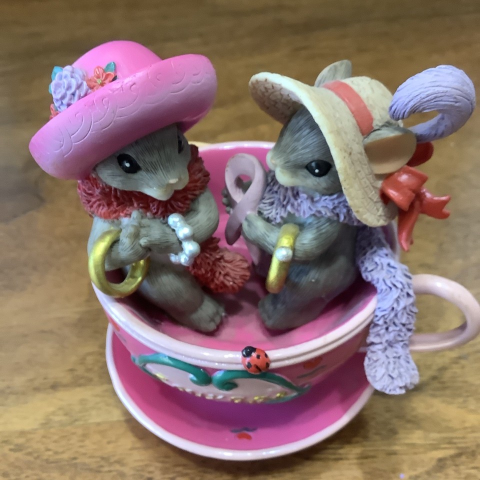 Charming Tails A Cup of Hope Hamilton Collection Mice Teacup Breast Cancer B3 | eBay