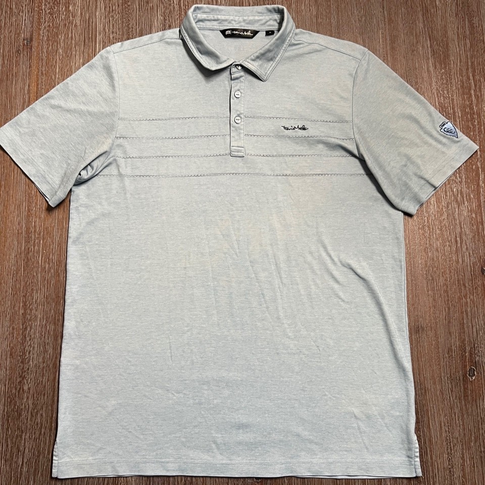 Travis Mathew Mens Golf Polo Shirt Grey Short Sleeve Embroidered Logo ...