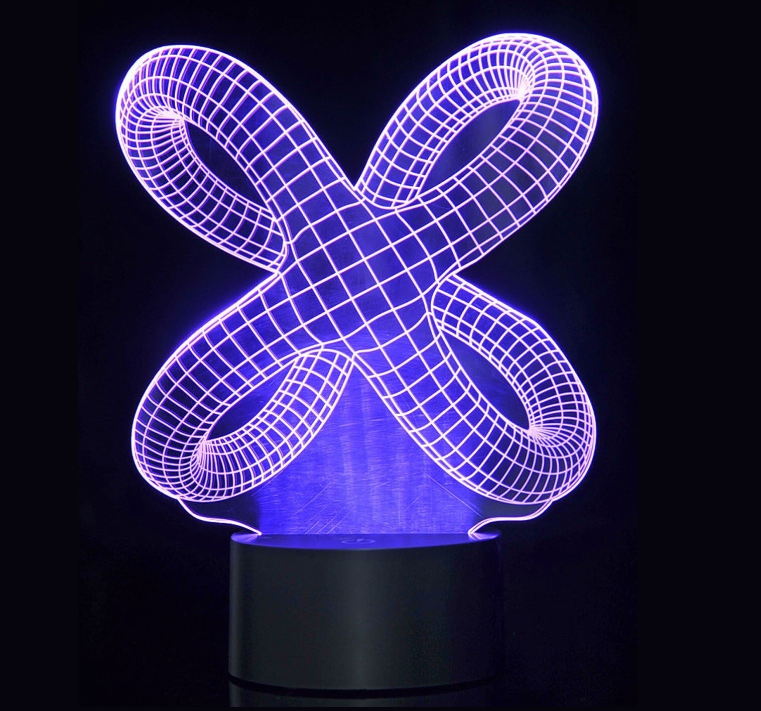 3D Lamp Crisscross Rings Optical Illusion Led Night Light 7 Colors ...