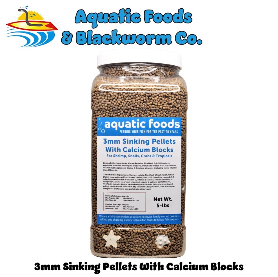 Calcium Blocks & 3mm Sinking Pellets for Shrimp, Snails, All Tropicals ...
