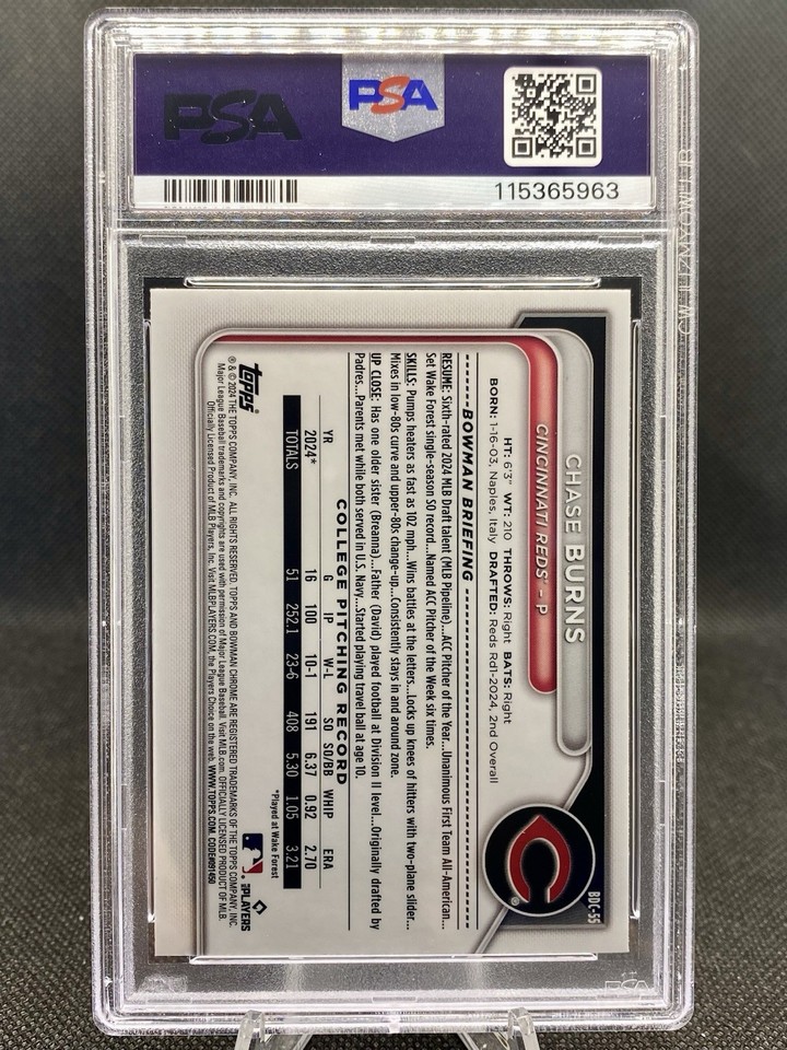 Chase Burns 2024 Bowman Draft-BDC-55 Aqua Lunar Crater Refractor /125 ...