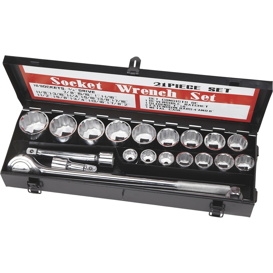 Ironton Heavy-Duty Jumbo Socket Set, 3/4in. Drive, SAE, 21-Pc. 840321711670| eBay