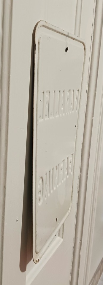 Vintage Enameled Metal Retired Road Sign Green Border Parallel Parking ...