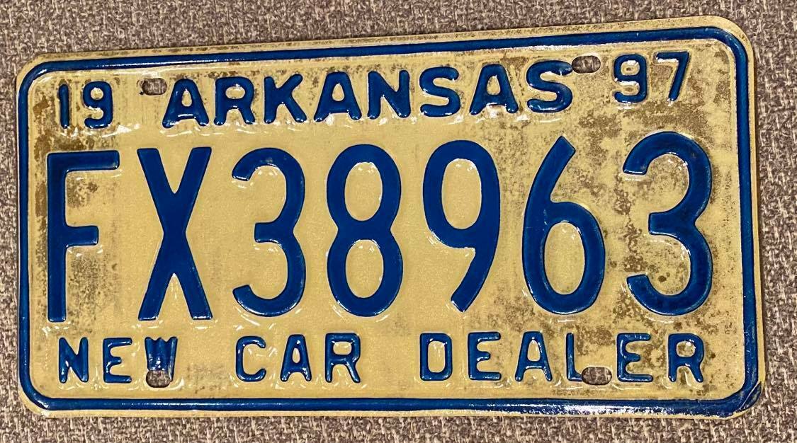 Arkansas 1997 NEW CAR DEALER License Plate FX38963 | eBay